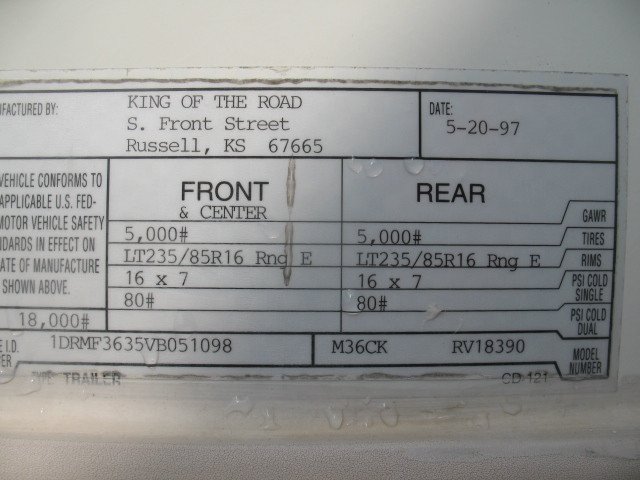 USED 1997 KING OF THE ROAD MARQUIS II 36CK - Overview | Berryland Campers